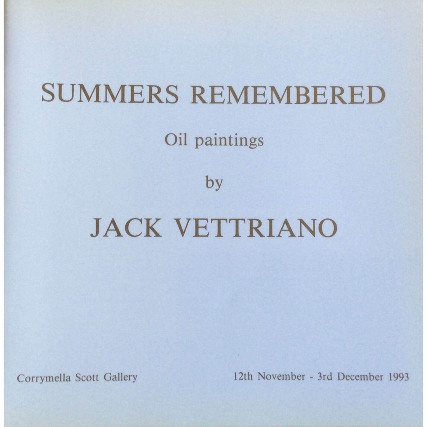 Summers Remembered Exhibition Catalogue - Jack Vettriano - Simply Jack ...